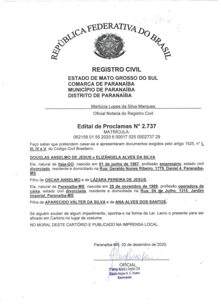 EDITAL DE PROCLAMAS - 2737 - Jornal Tribuna Livre